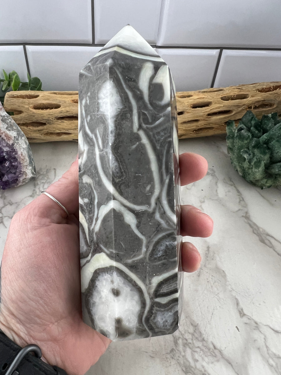 Shell Jasper Tower – Buried Treasures Crystals